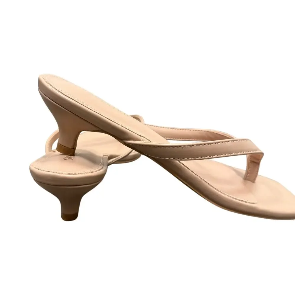 Grace Stride | Shoes | Nude Kitten Heel Flip Flop Sandals Size 7 Square ...